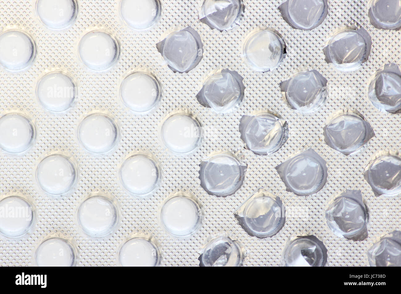 Macro photo many white small tablets in blister push-trough pack Stock ...