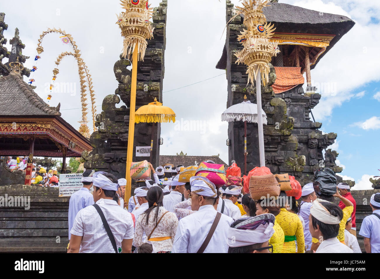 Bali, Indonesia - May 1, 2017: Religious procession at Pura Besakih ...