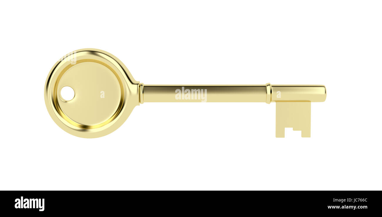 Gold key isolated on white background Stock Photo - Alamy