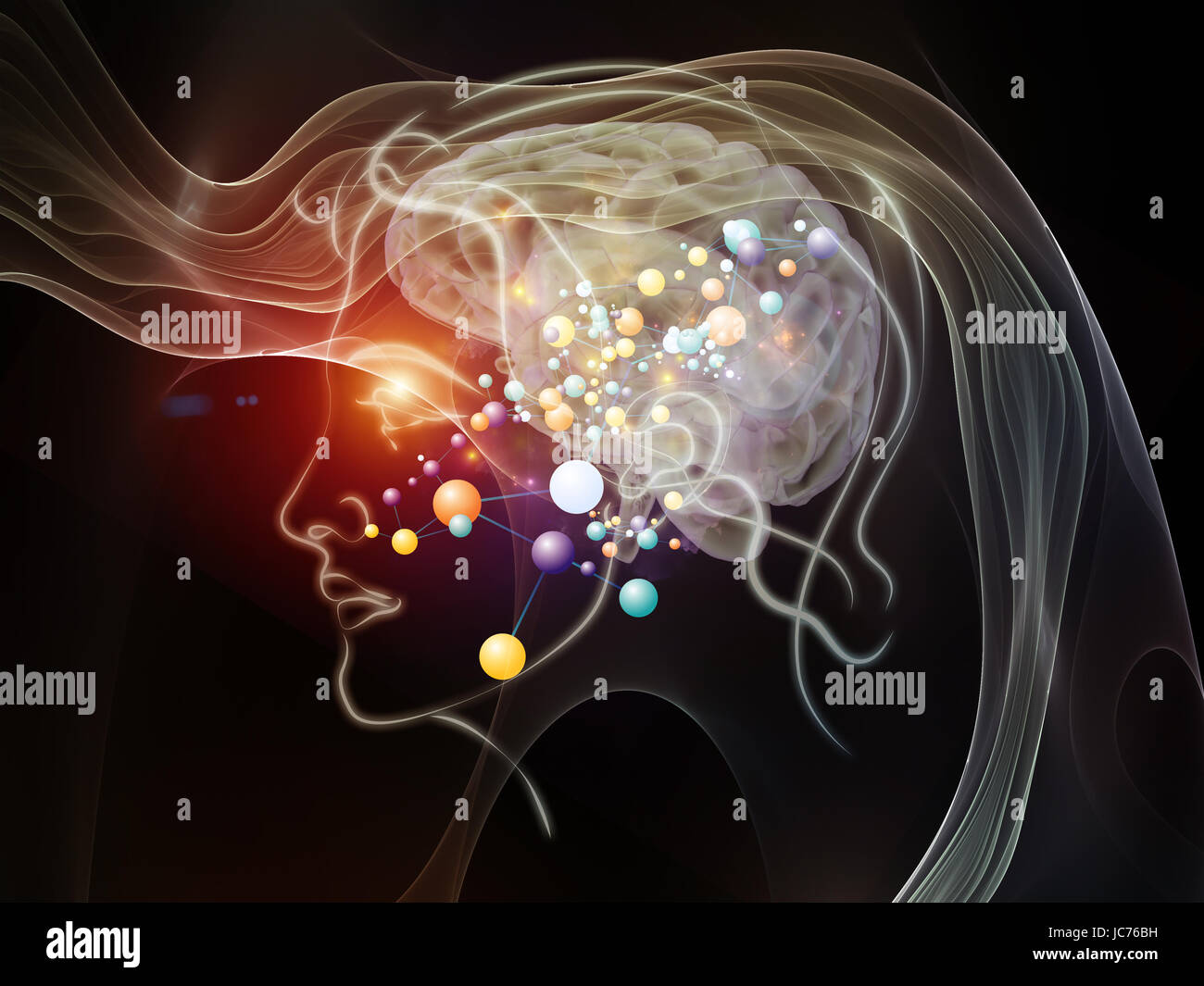 Human Mind series. Background design of brain, human outlines and ...