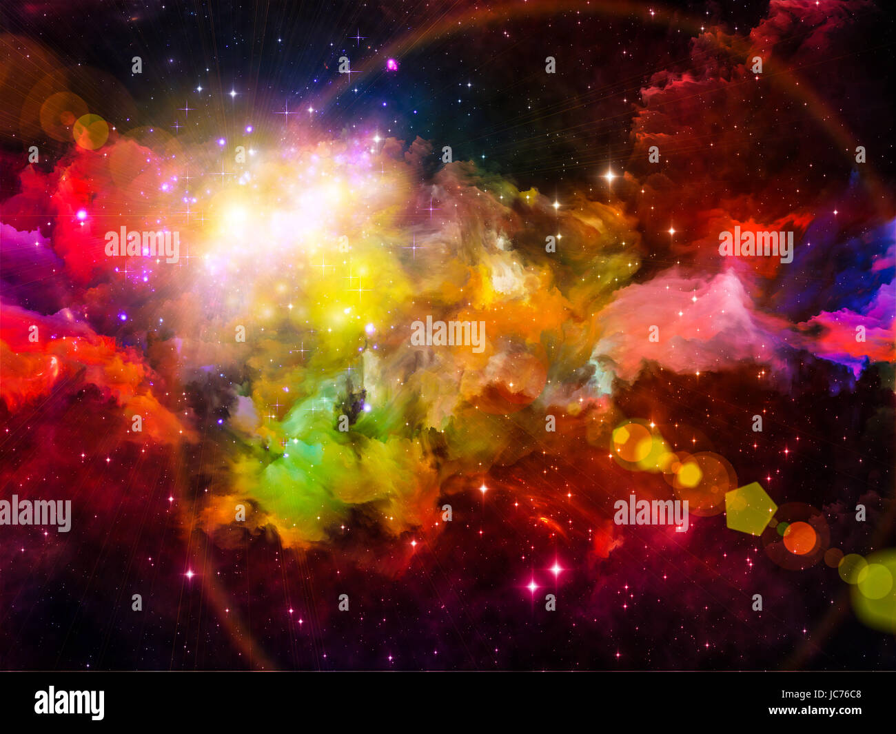 Colors in Space series. Backdrop composed of colorful clouds and space ...