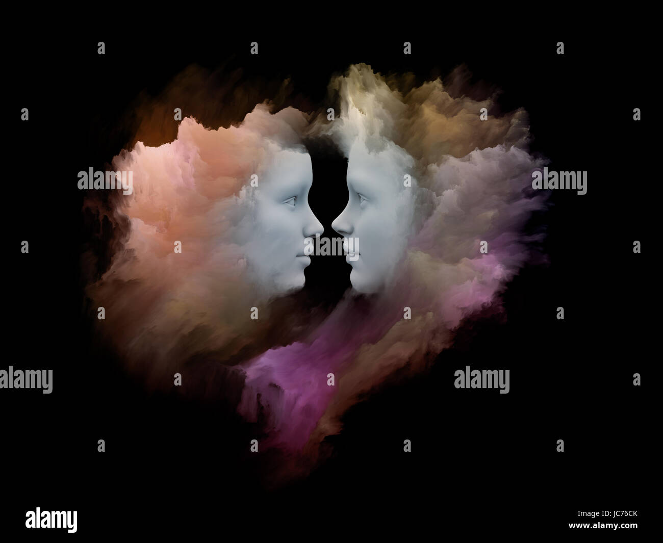 Dreaming Heart series. Artistic background made of Human profiles ...