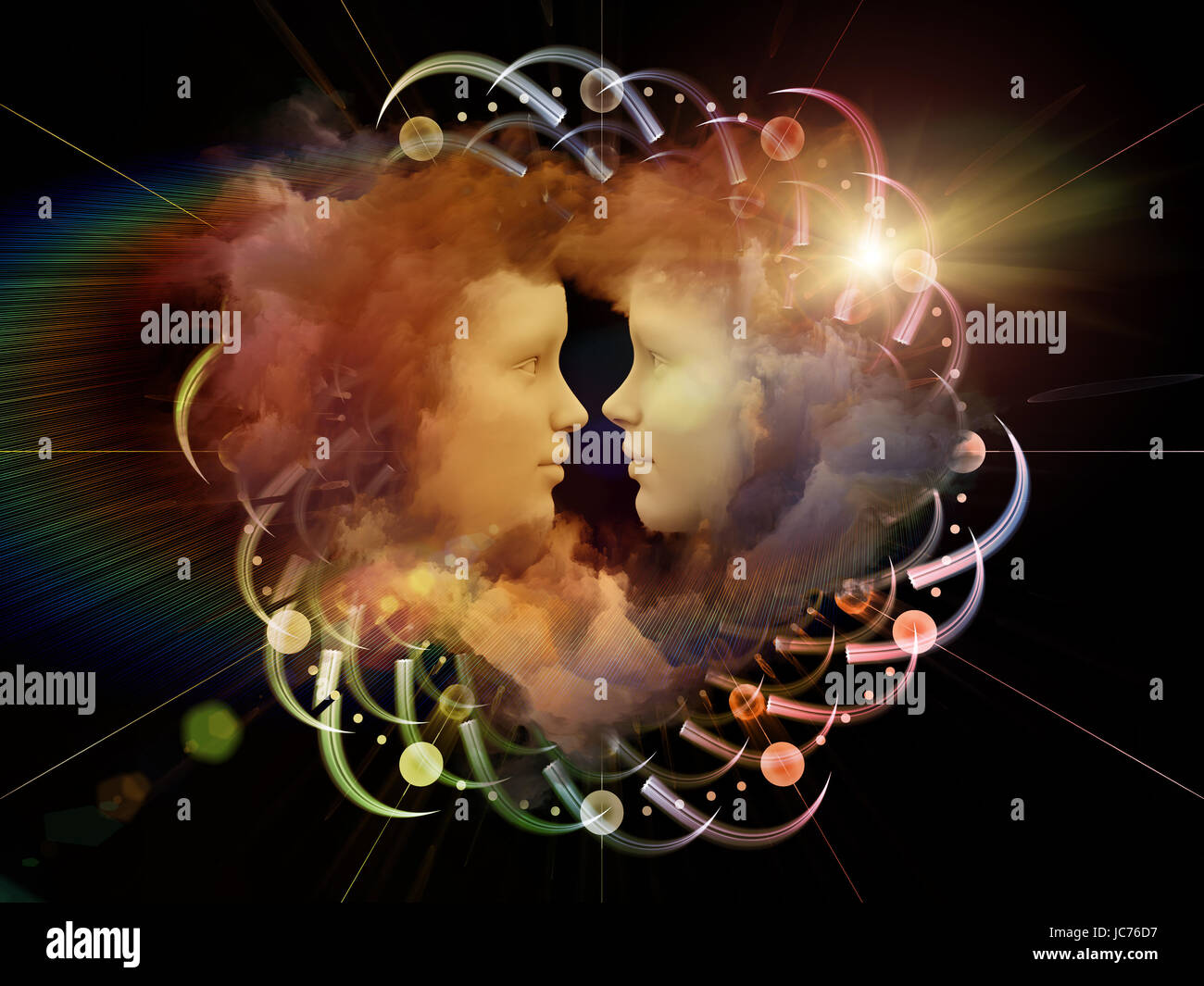 Human Dreams series. Background design of Fused human forms, fractal ...