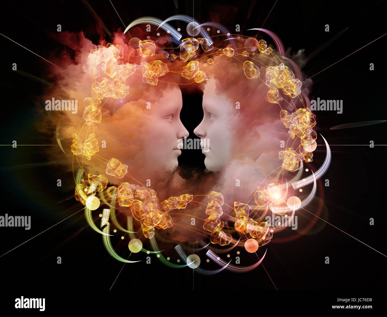 Human Dreams series. Background design of Fused human forms, fractal ...