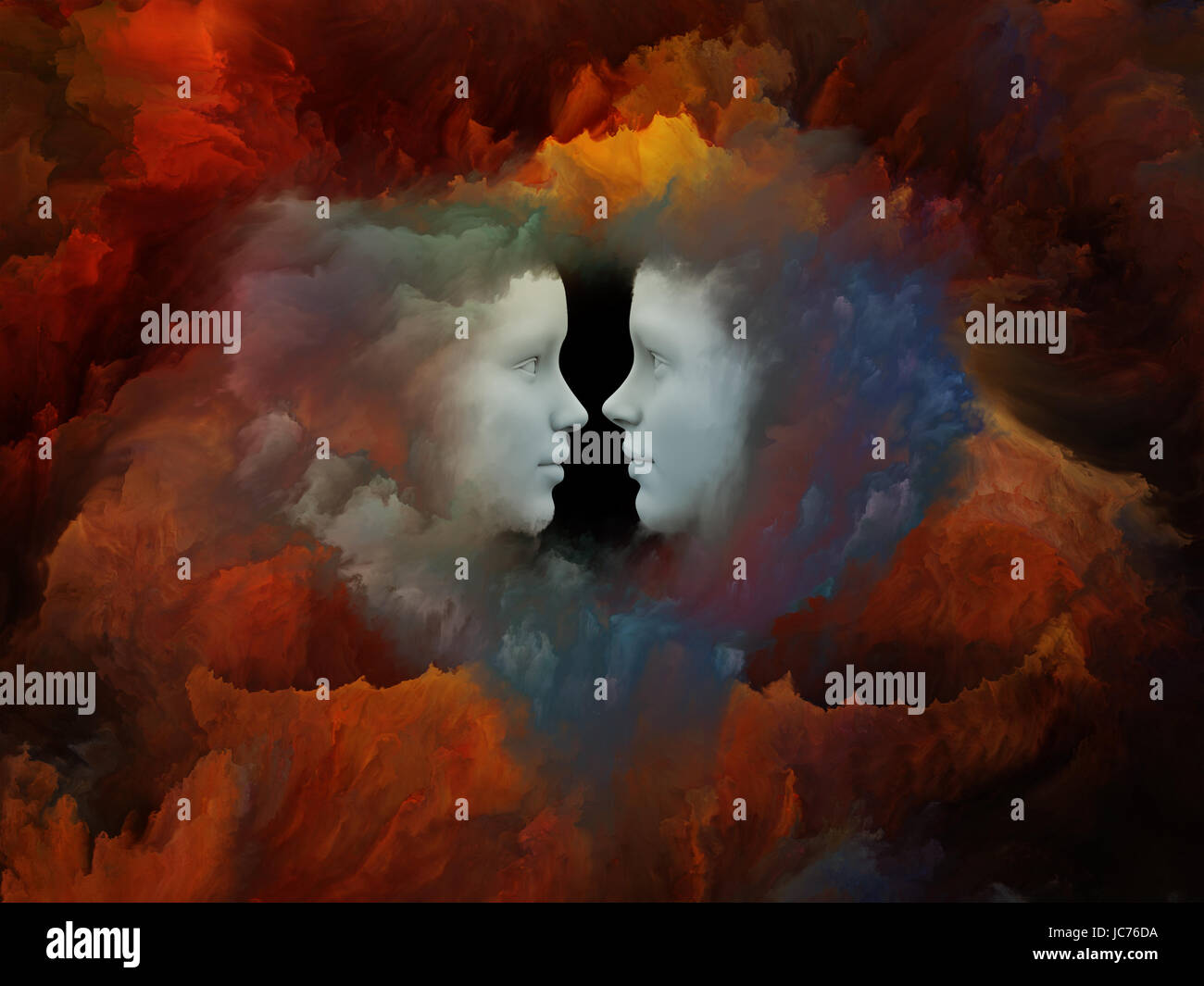 Human Dreams series. Backdrop design of Fused human forms, fractal ...