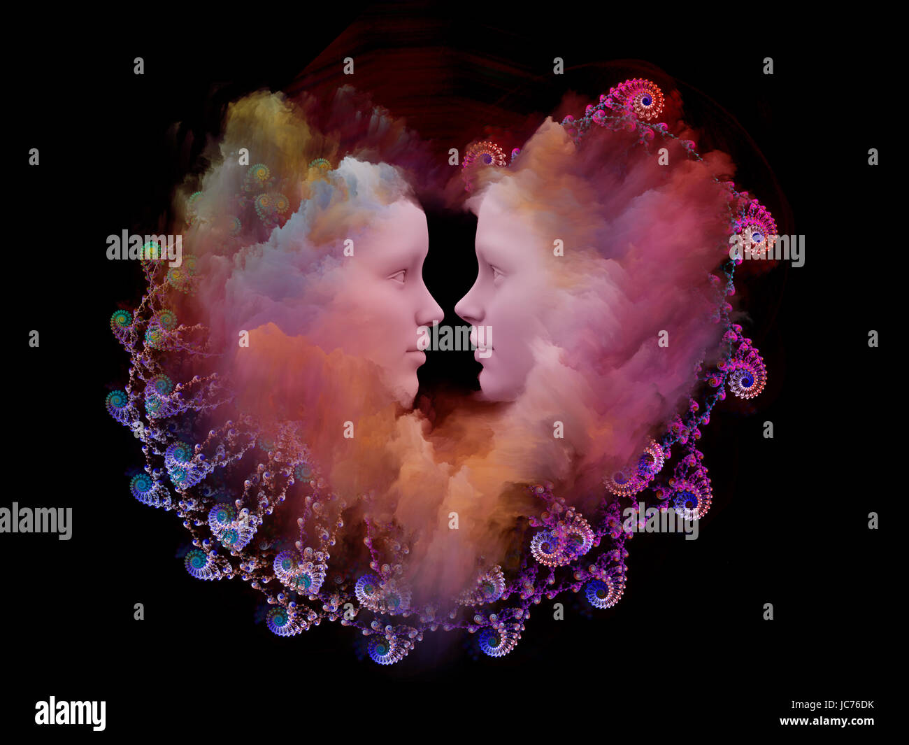 Human Dreams series. Composition of Fused human forms, fractal shapes ...
