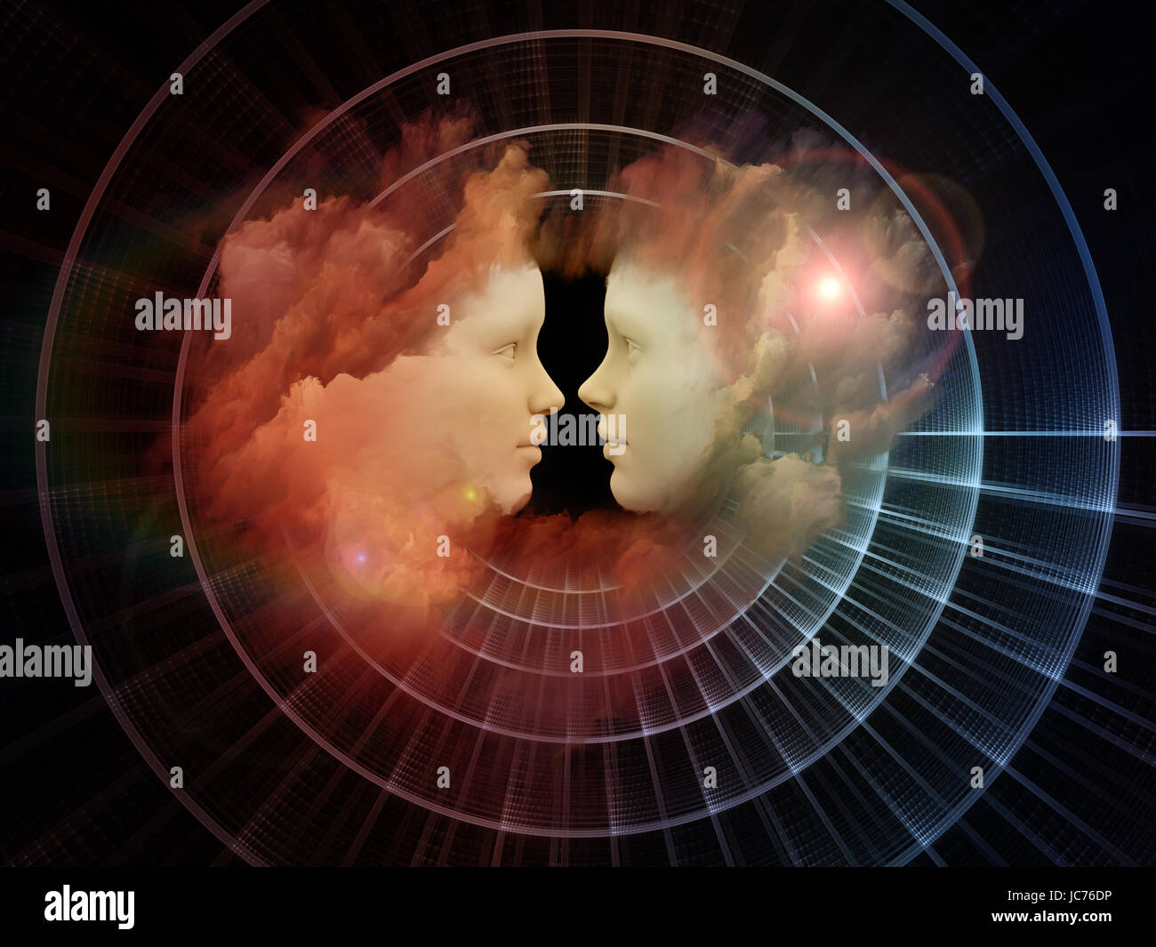 Human Dreams series. Composition of Fused human forms, fractal shapes ...