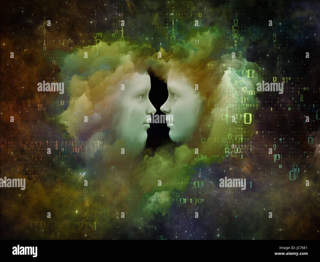 Human Dreams series. Backdrop design of Fused human forms, fractal ...