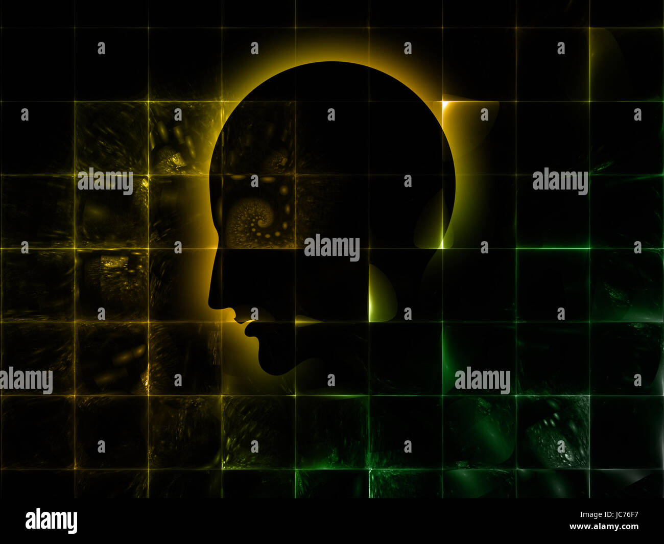 Mind Geometry series. Backdrop of Human profile, math and design ...