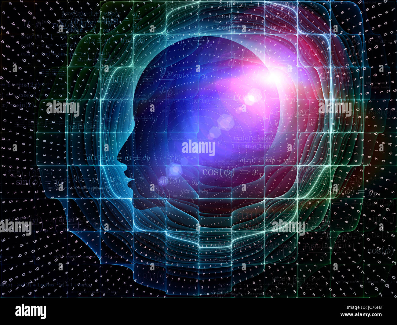 Mind Geometry series. Composition of Human profile, math and design ...