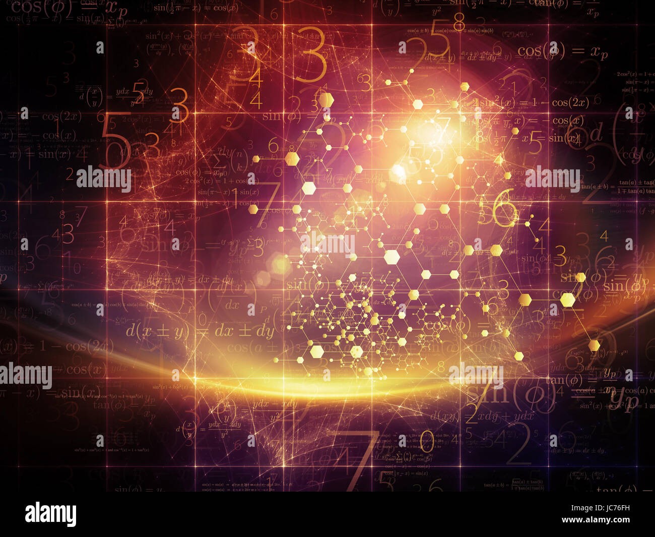 Particle Geometry series. Composition of Human profile, math and design ...