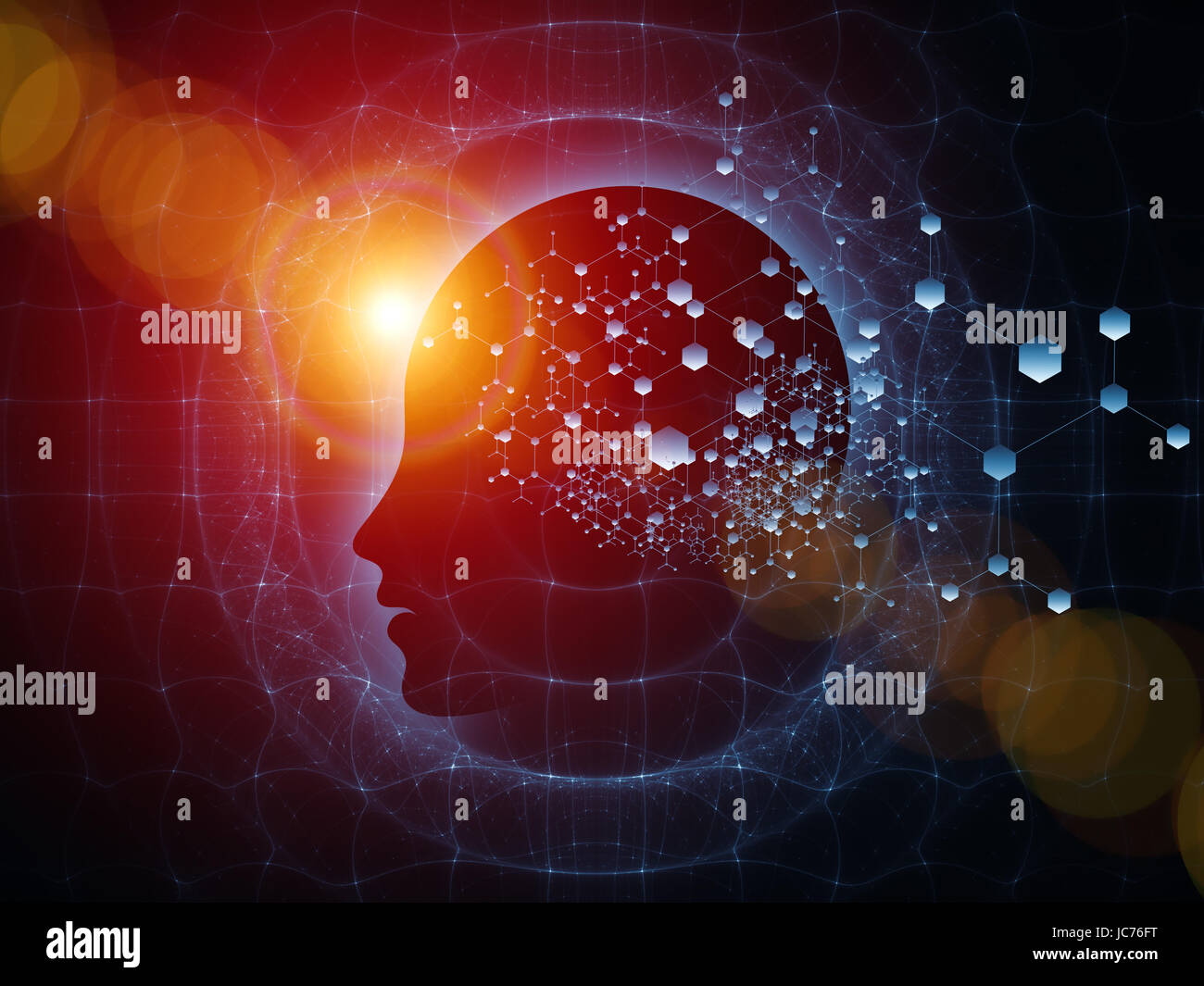Mind Geometry series. Arrangement of Human profile, math and design ...