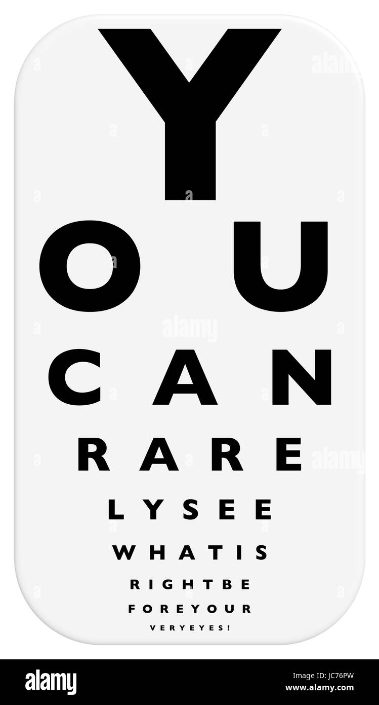 A fun eye chart illustration that reads " you can rarely see what is ...