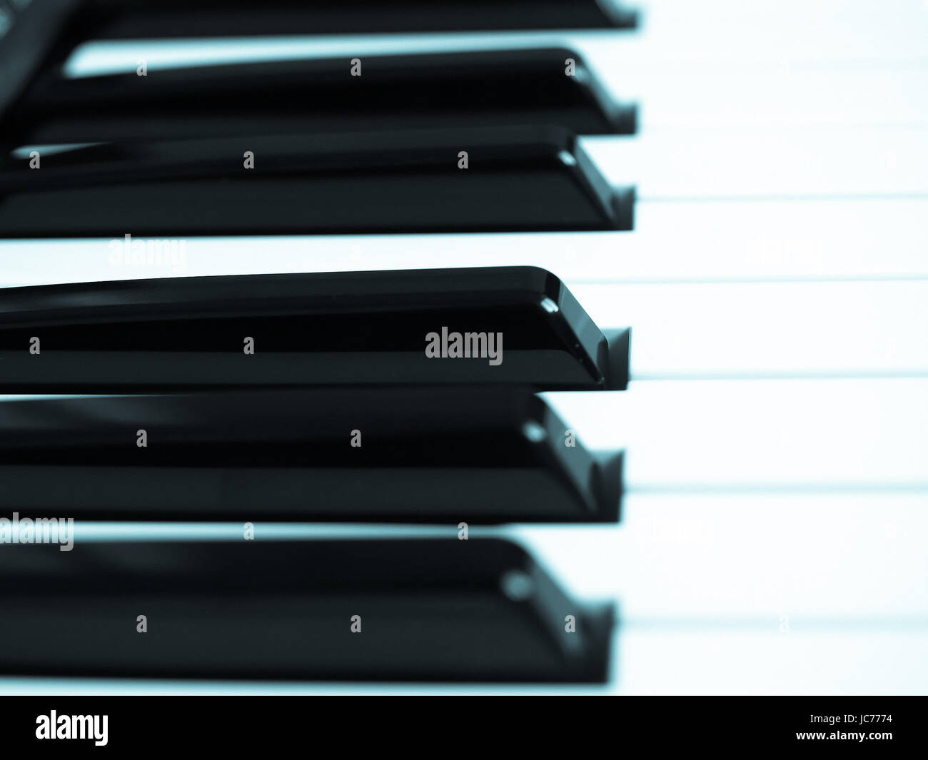 Detail of black and white keys on music keyboard - selective focus ...