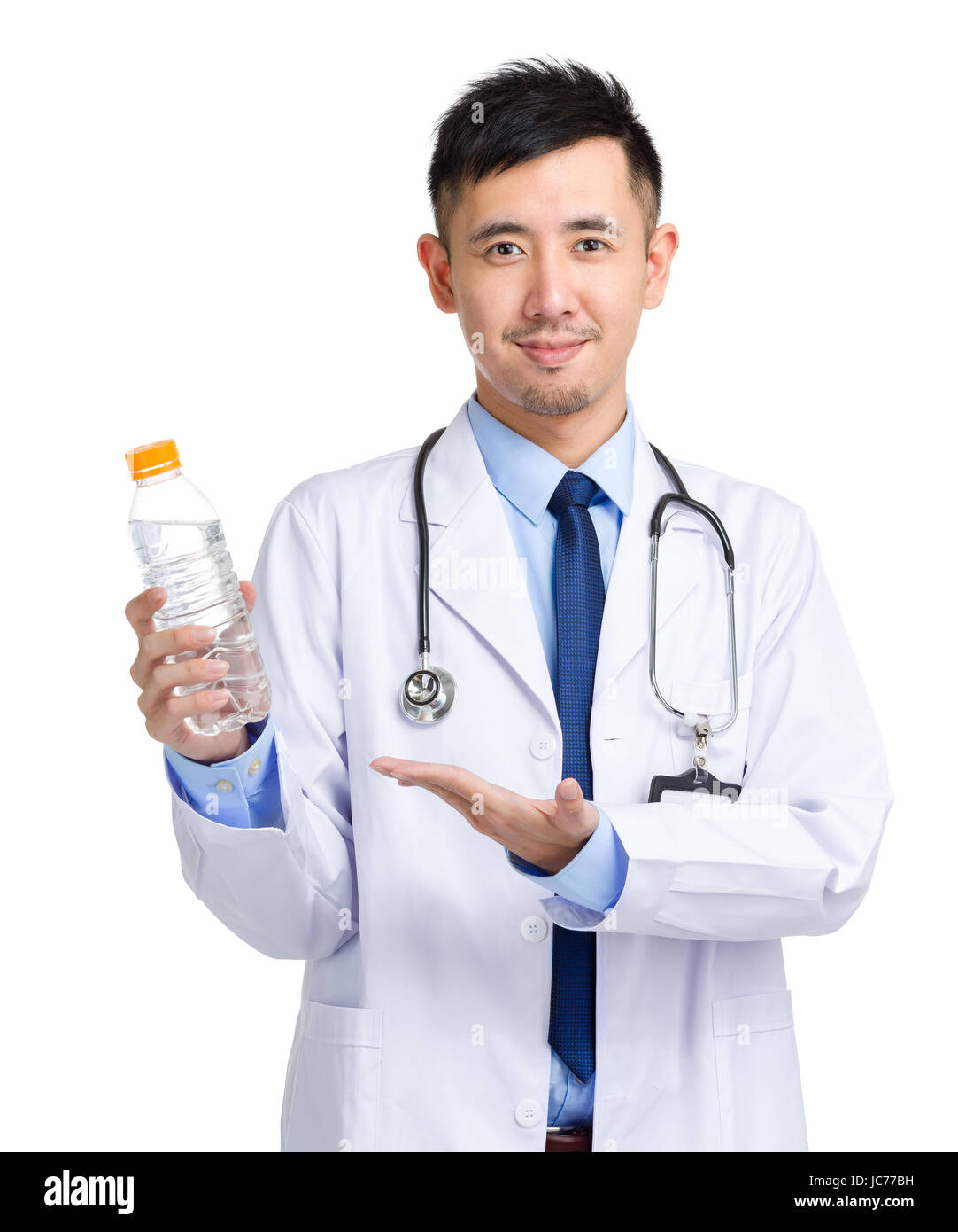 Asian doctor hold with water bottle Stock Photo - Alamy