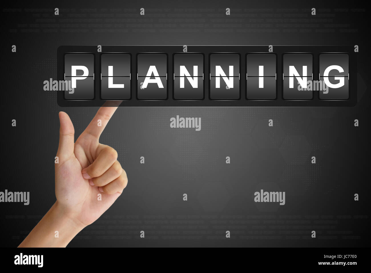 hand clicking planning on Flip Board Display Stock Photo - Alamy