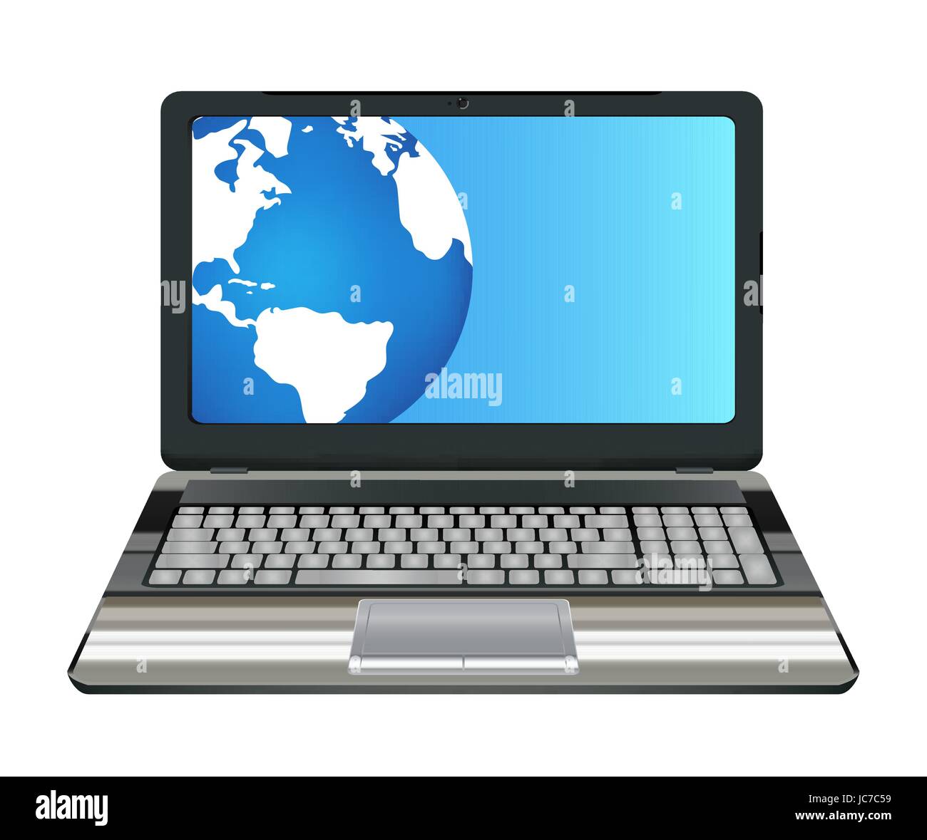laptop computer with half earth globe on screen Stock Vector Image ...