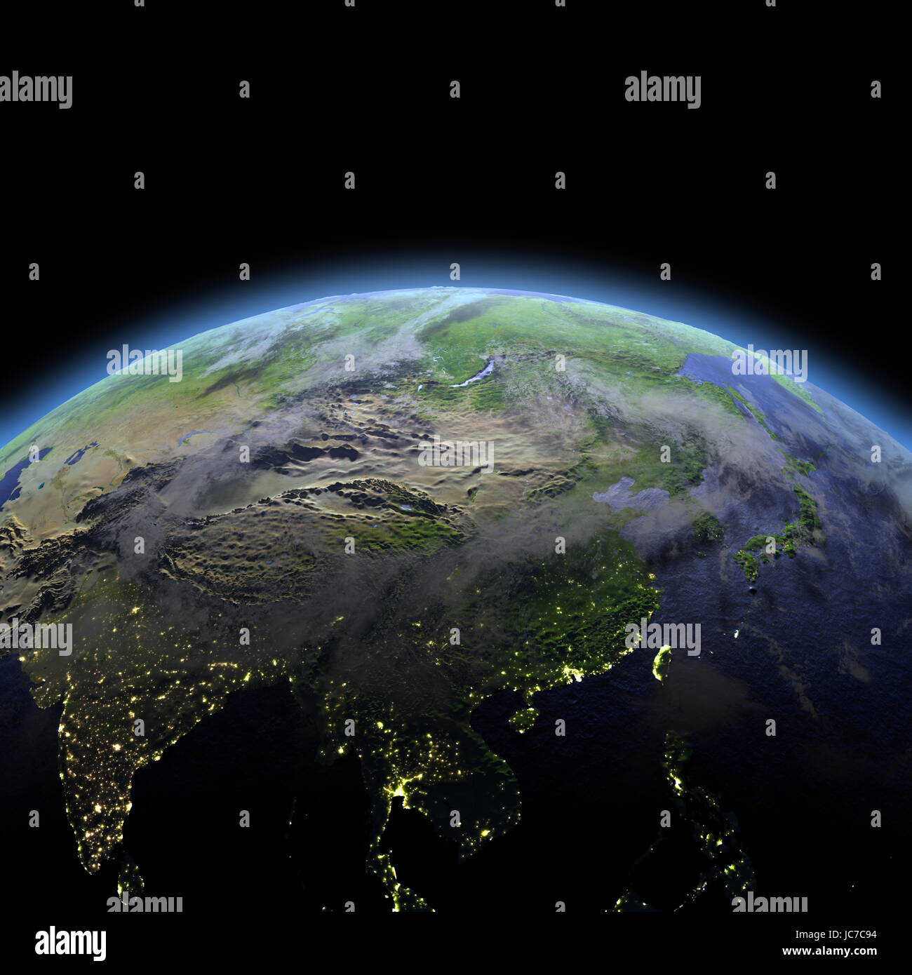 Night globe city light map asia east hi-res stock photography and ...
