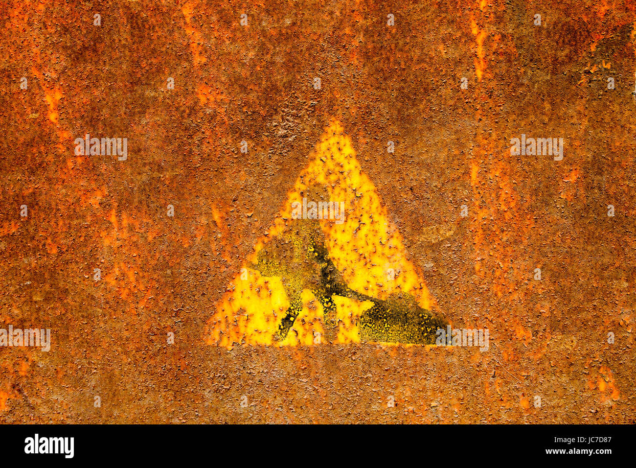 Old roadworks sign on rusty metal surface Stock Photo - Alamy