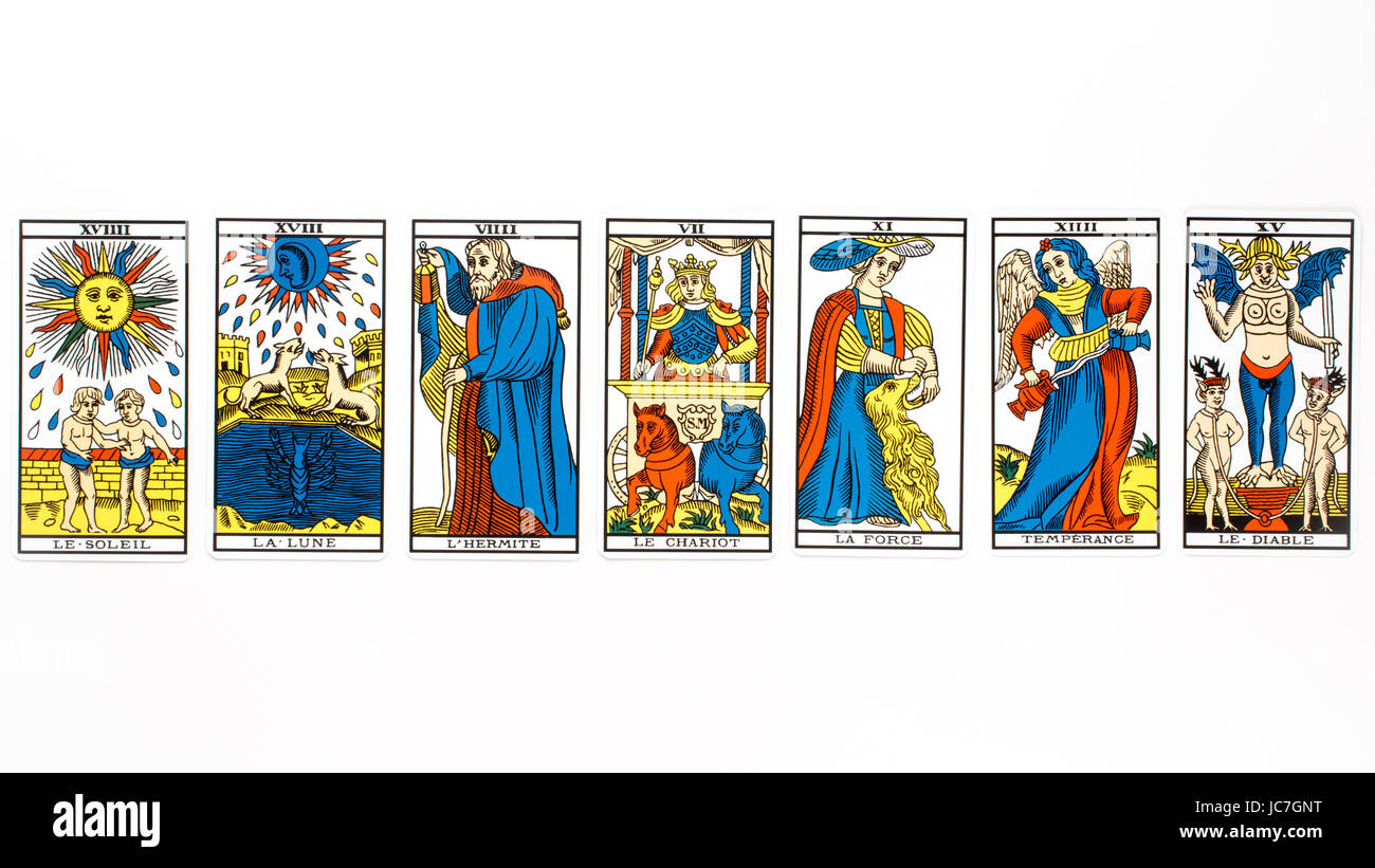Tarot card draw isolated on white background Stock Photo - Alamy
