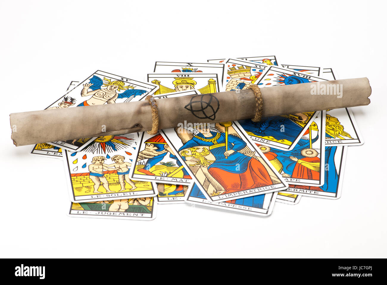 Old magic parchment with draw isolated on white background Stock Photo ...