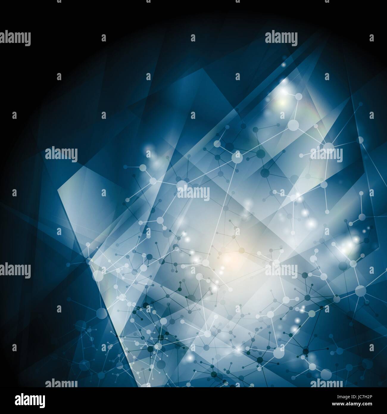 Abstract Blue Dna Molecular Structure Background Vector Biology Atom Illustration Template