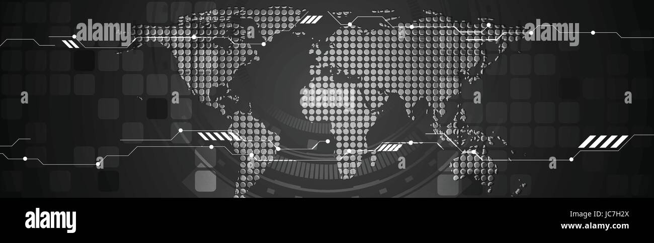 Abstract technology concept black web header design. Vector header ...