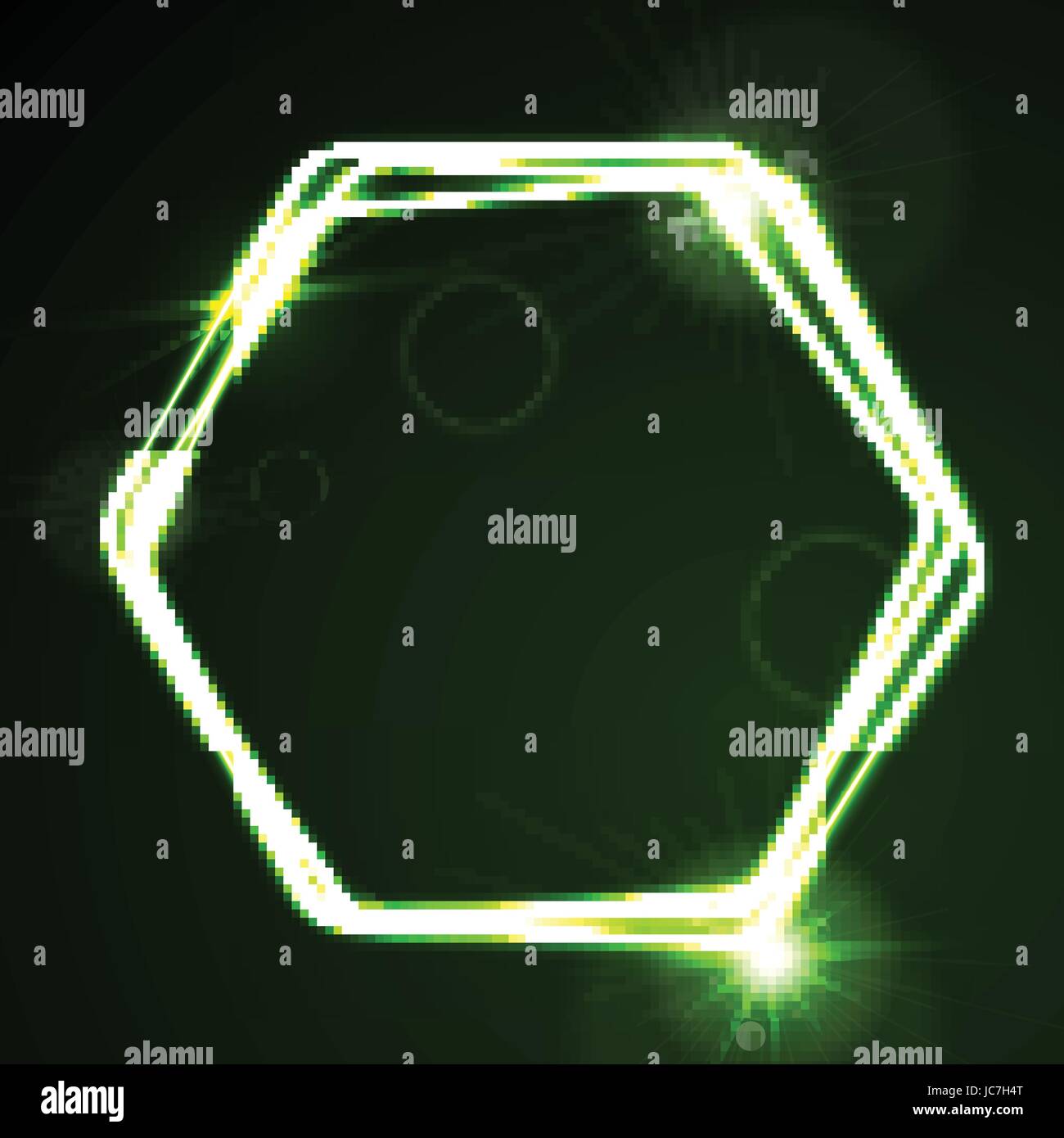 Glow green neon bright hexagon shiny background. Energy effect logo ...