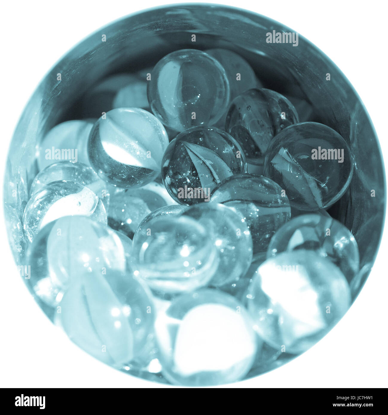 Coloured glass marble spheres toy background pattern - cool cyanotype ...