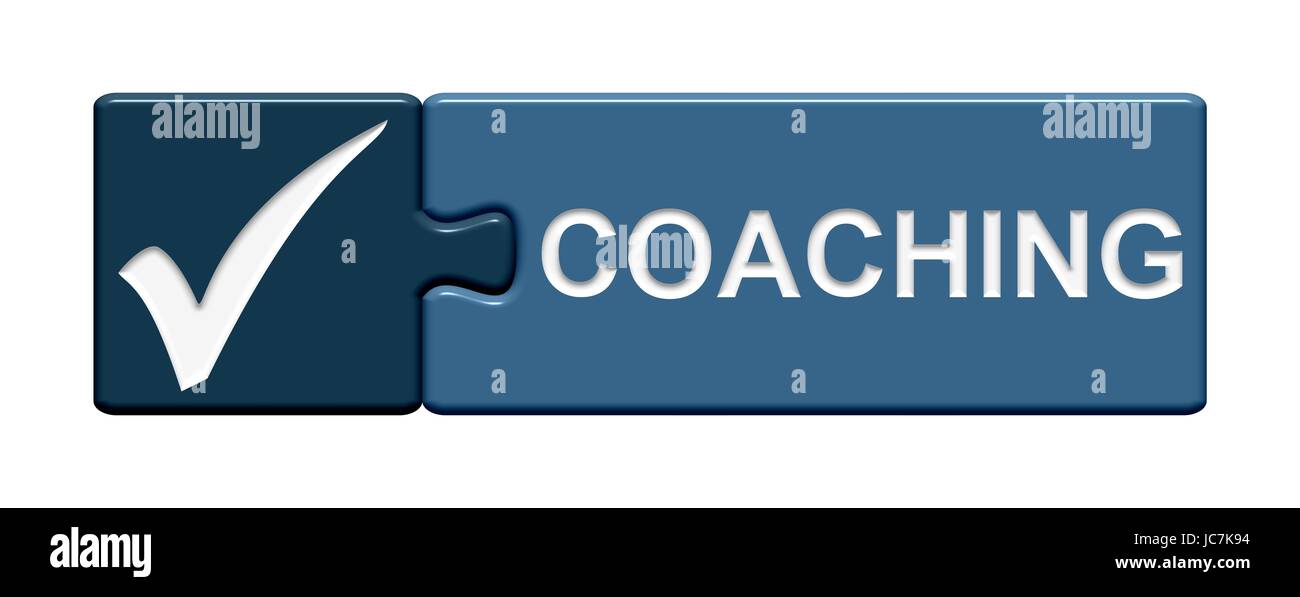 puzzle button blue: coaching Stock Photo - Alamy