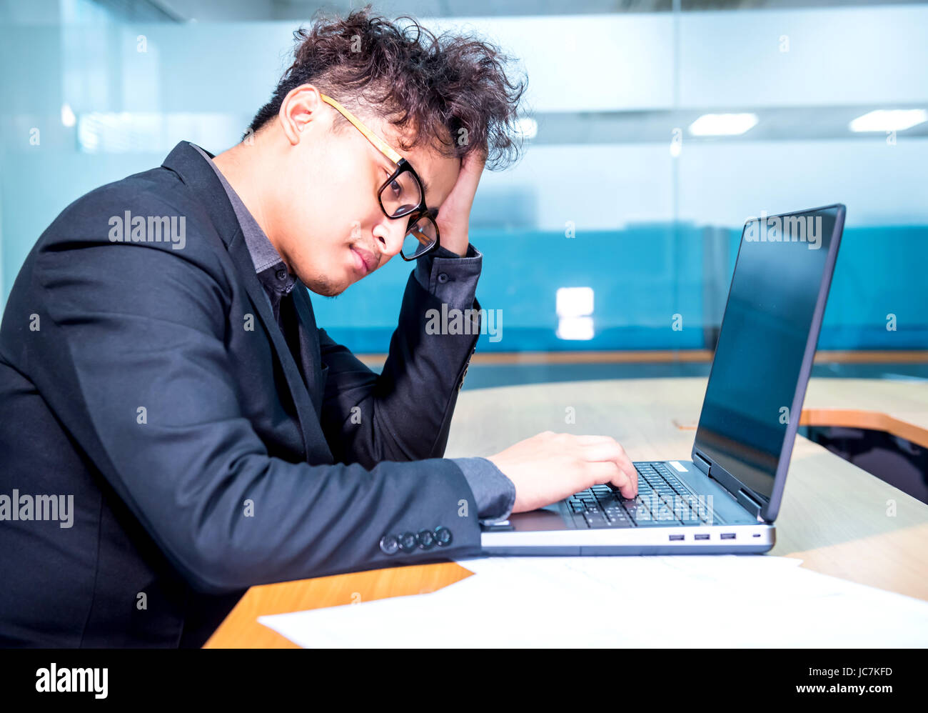 busy and headache person, unsuccessful businessman Stock Photo - Alamy