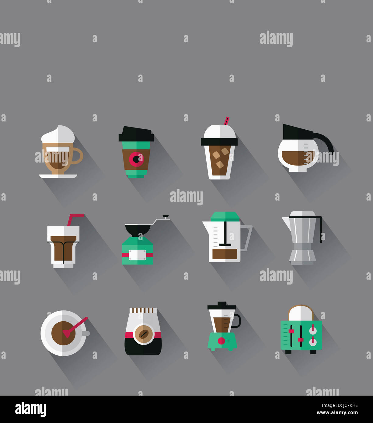 Various icons related to cafe Stock Photo - Alamy