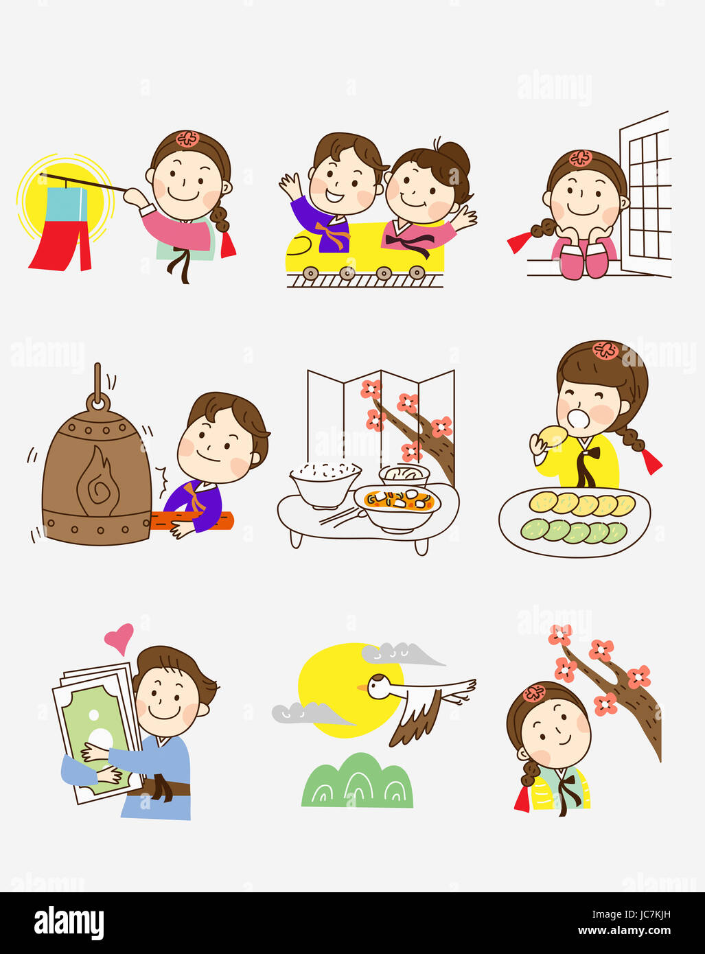 Various emotions related to traditional Korean holidays Stock Photo - Alamy