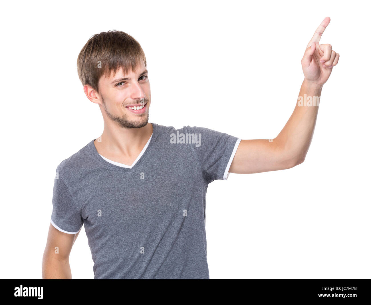 Man with finger up Stock Photo - Alamy