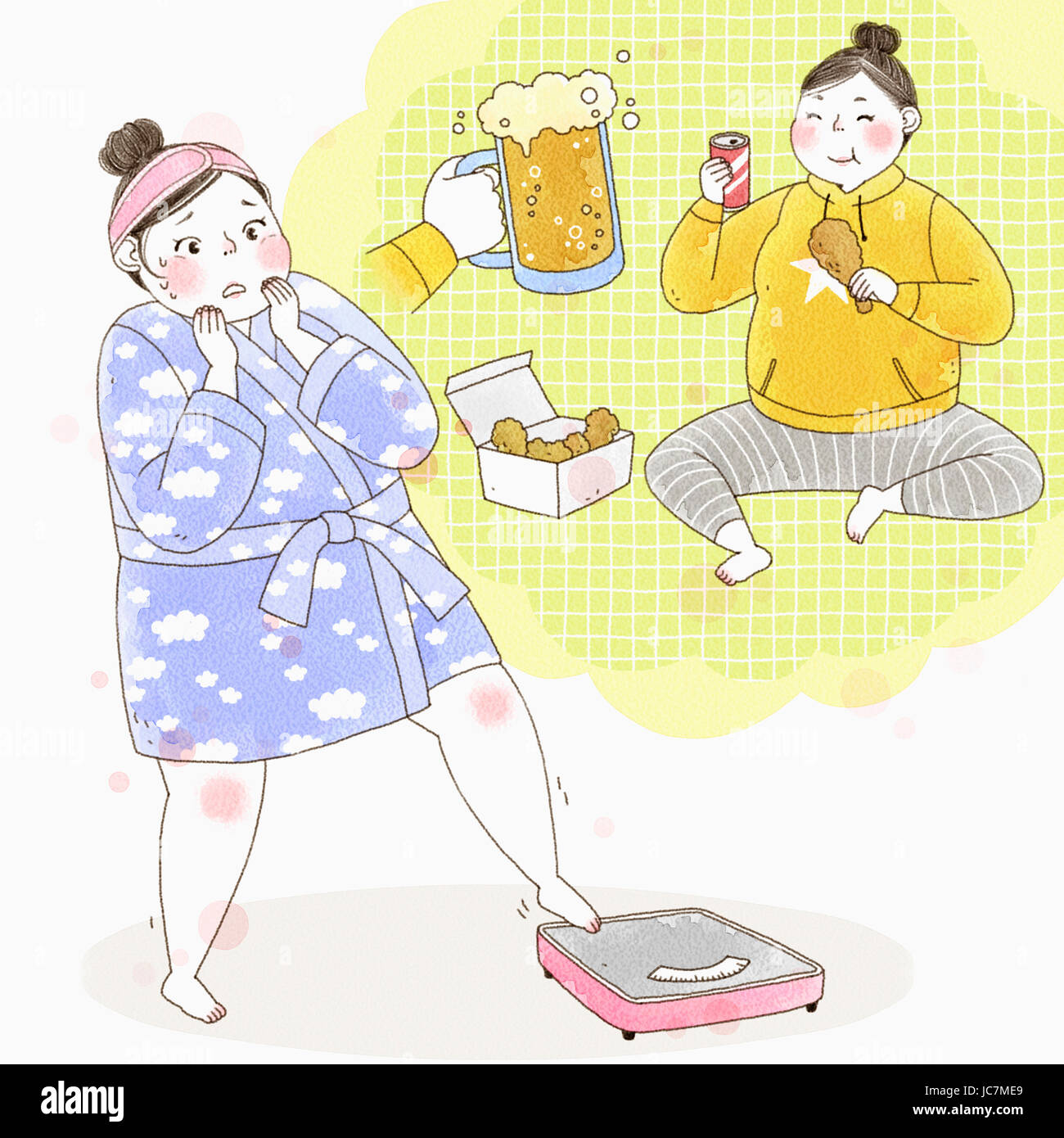 Fat woman worried about her weight Stock Photo - Alamy