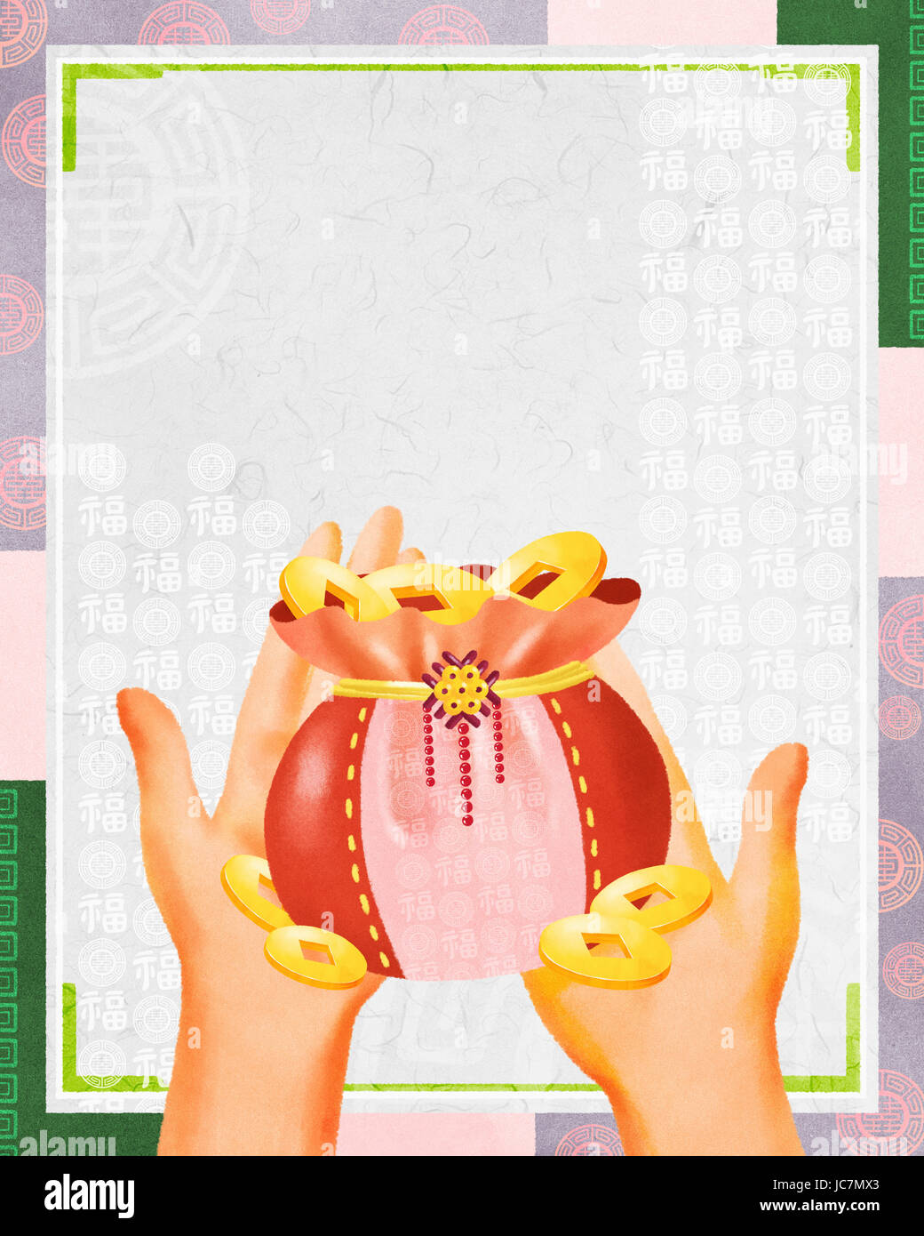 Hands holding a traditional Korean fortune bag Stock Photo - Alamy