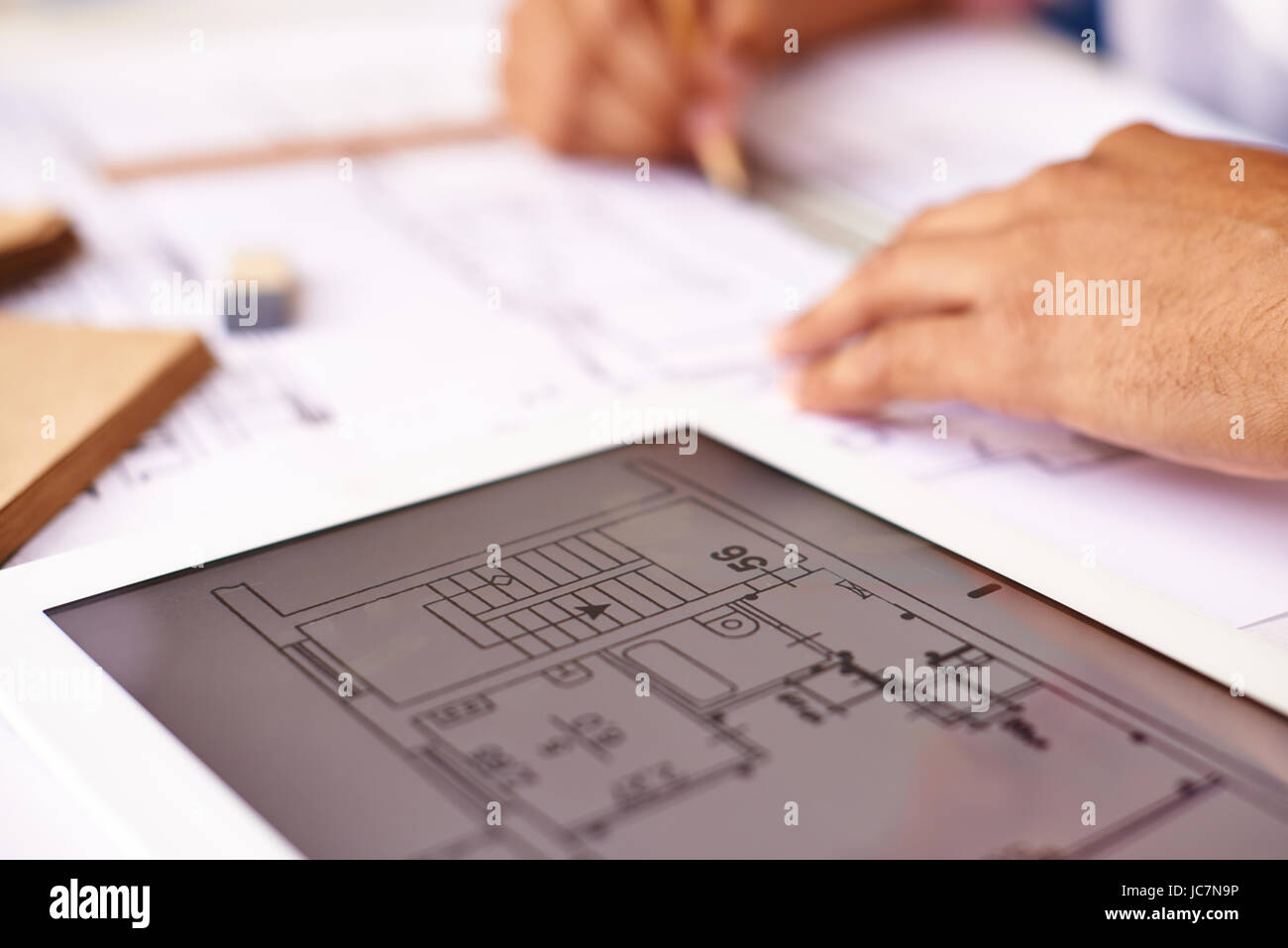 Sketch of construction in notepad Stock Photo - Alamy