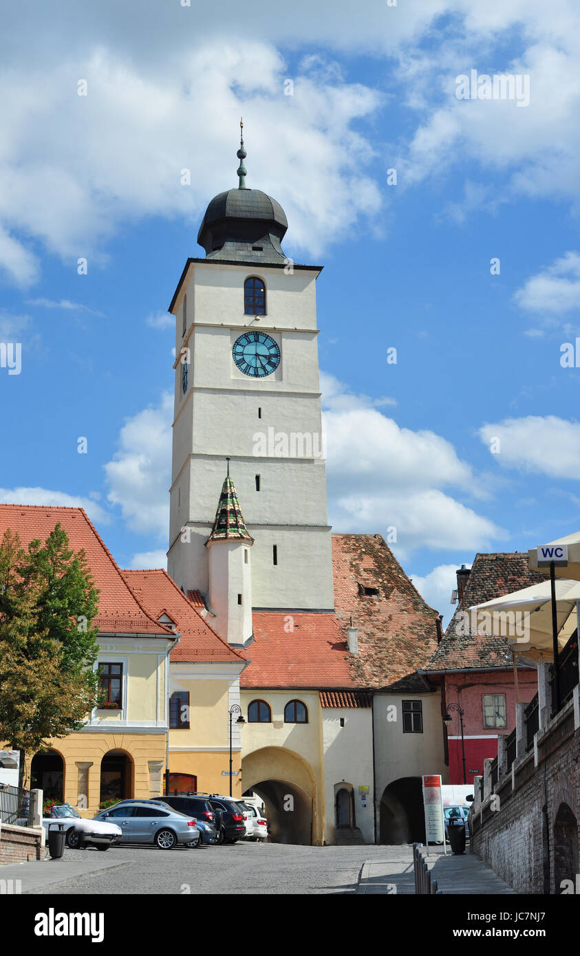sibiu city romania council Tower landmark architecture Stock Photo - Alamy