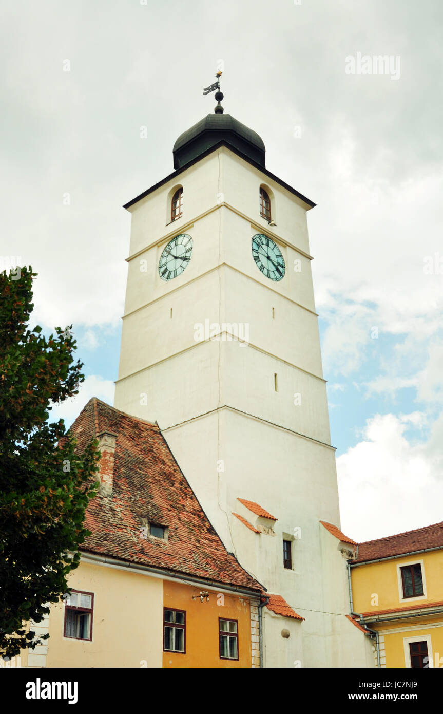 sibiu city romania council Tower landmark architecture Stock Photo - Alamy