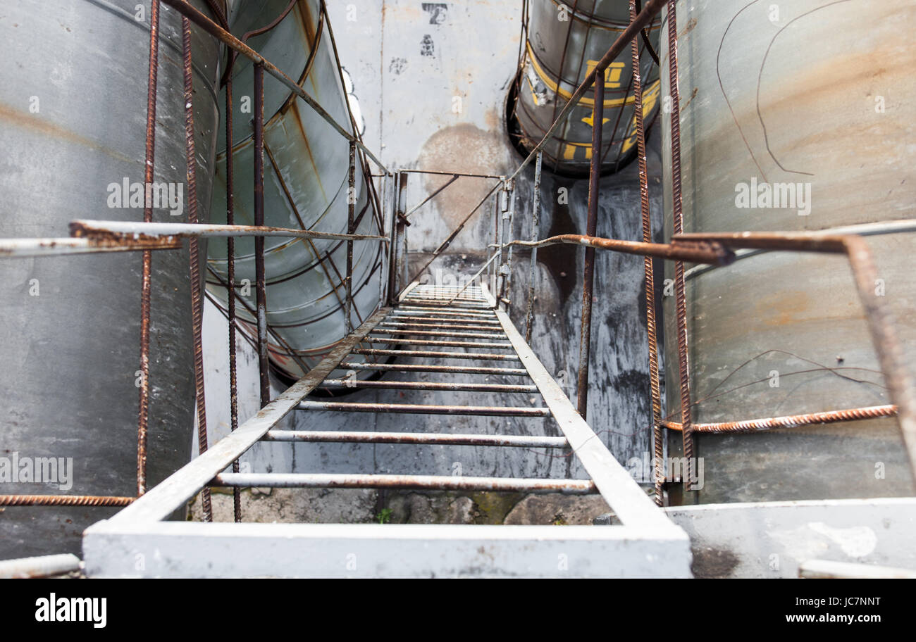 Elevated pipelines with the ladder shot from above Stock Photo - Alamy