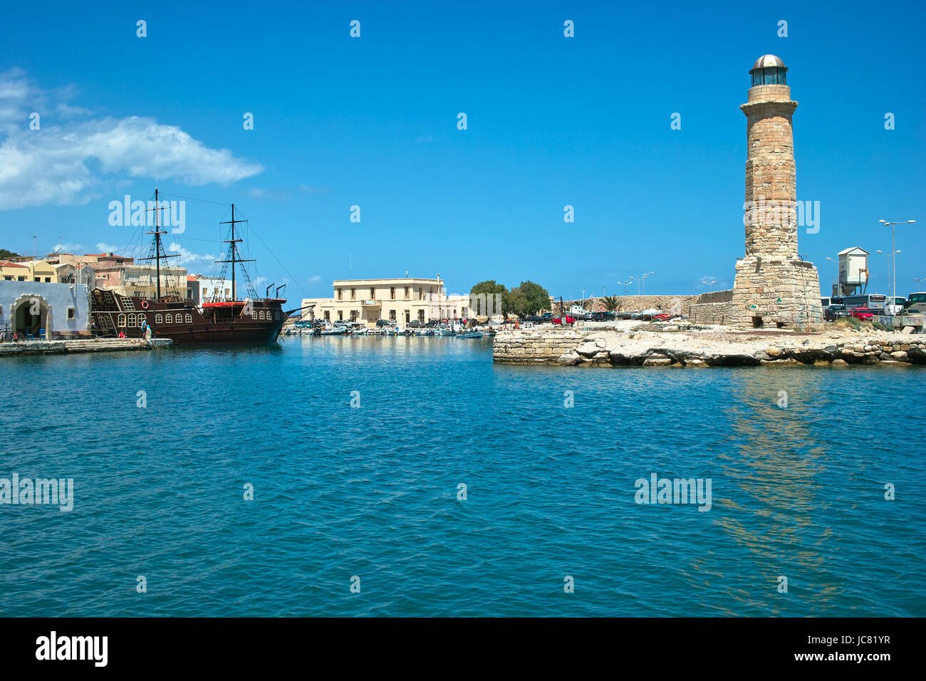 the port of rethymnon with lighthouse,crete Stock Photo - Alamy