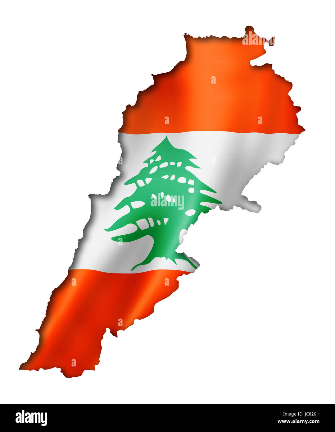Lebanon flag map, three dimensional render, isolated on white Stock ...