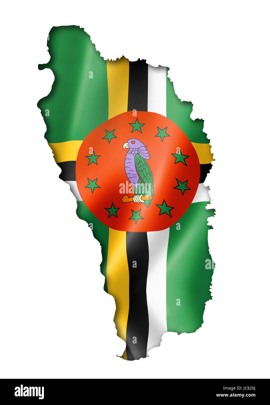 Dominica flag map, three dimensional render, isolated on white Stock ...