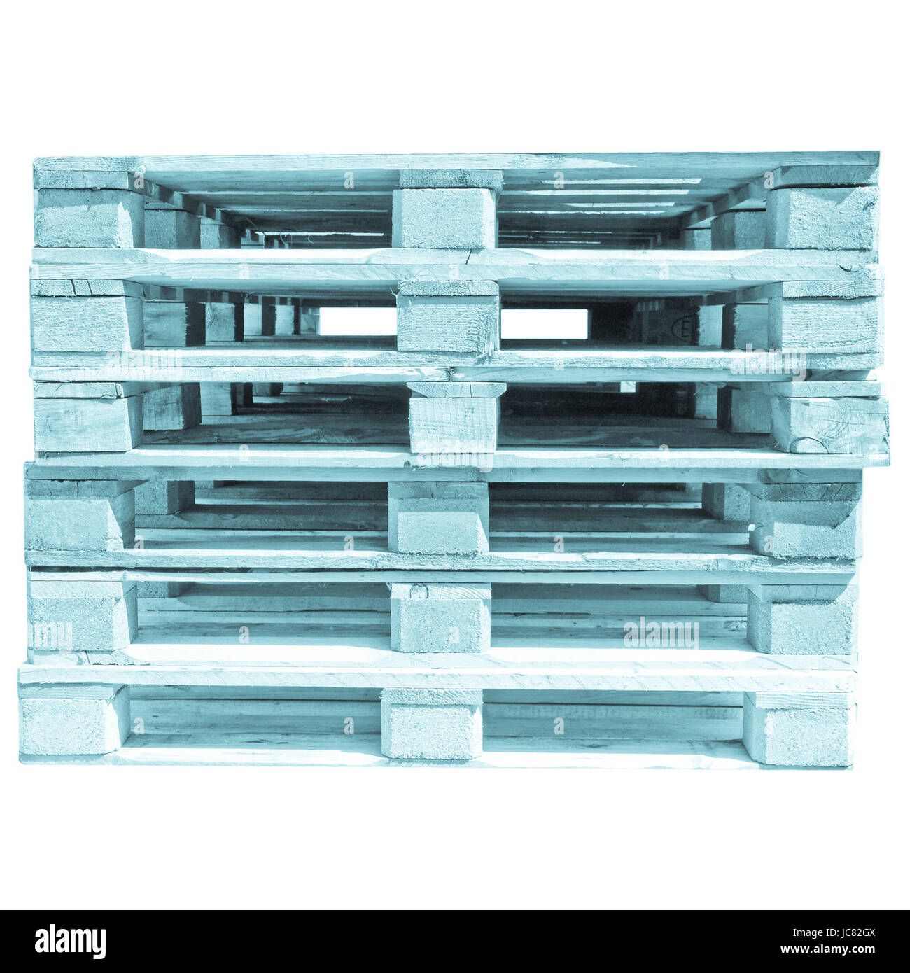 Pile of pallets isolated over white background - cool cyanotype Stock ...