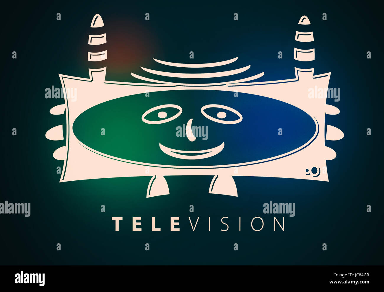 Happy television logo character illustration with red green and blue ...