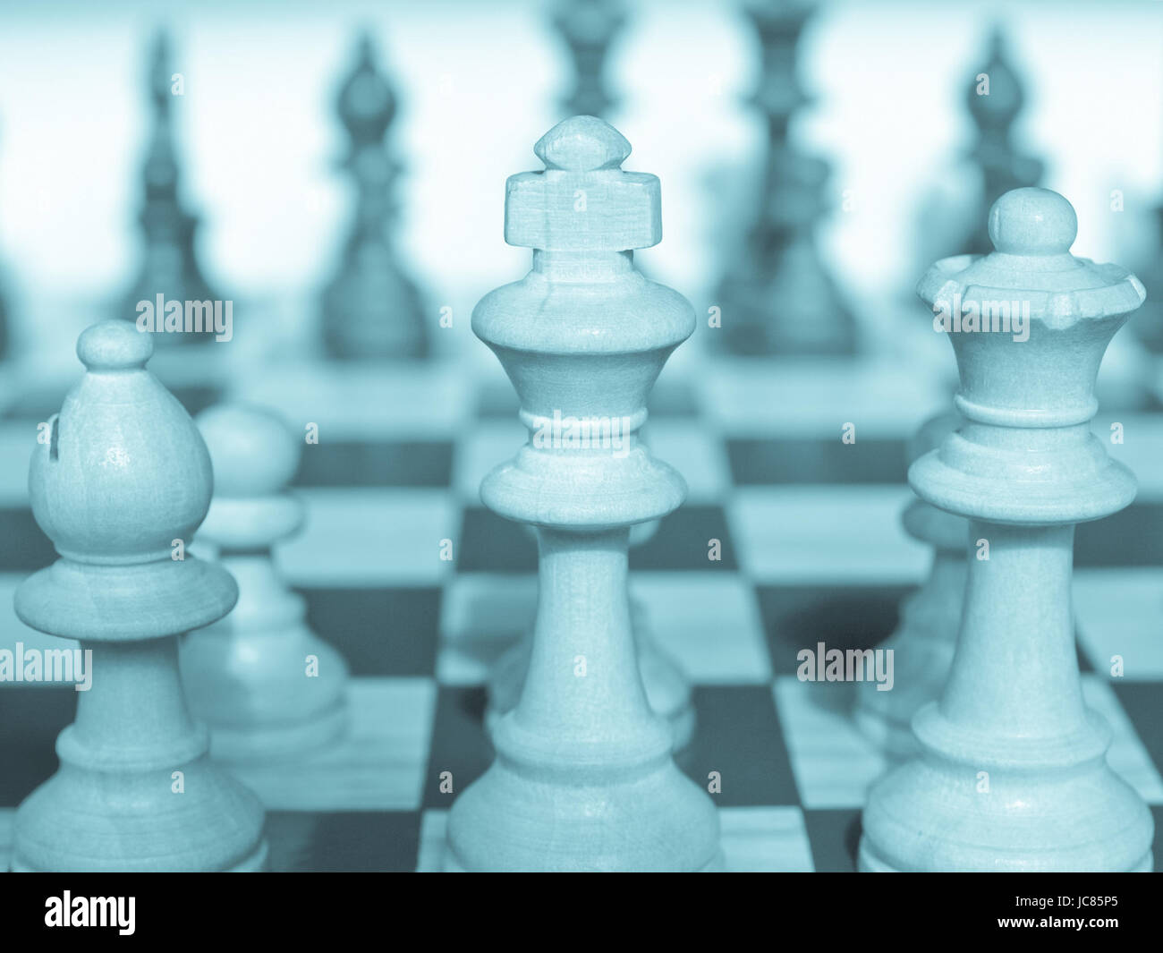 Wooden chessboard with light and dark wood checkers - cool cyanotype ...