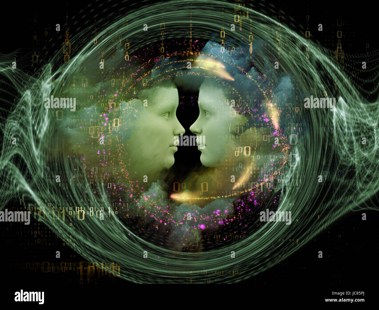 Human Dreams series. Backdrop design of Fused human forms, fractal ...