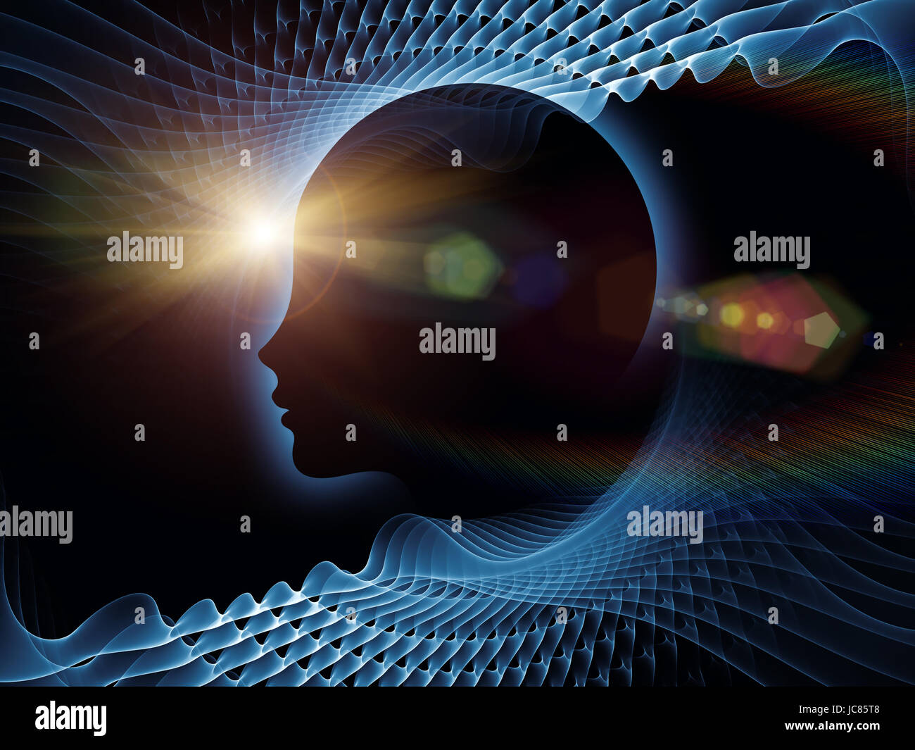 Mind Geometry series. Background design of Human profile, math and ...