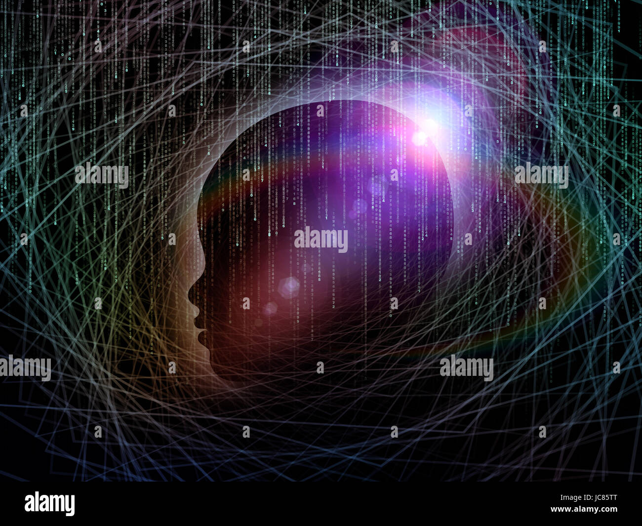 Mind Geometry series. Backdrop of Human profile, math and design ...