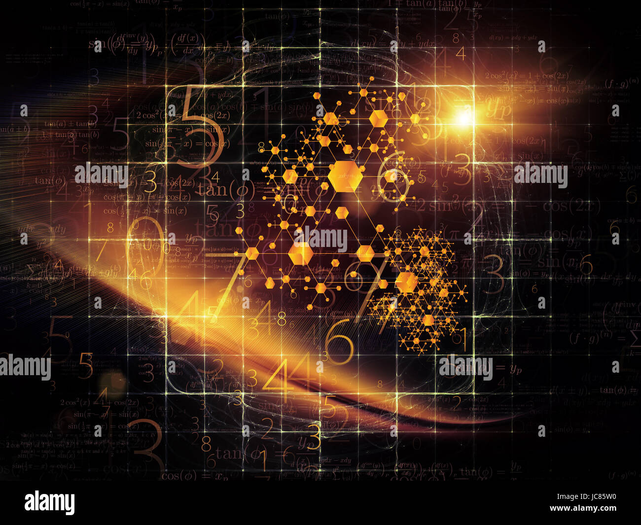 Particle Geometry series. Composition of Human profile, math and design ...